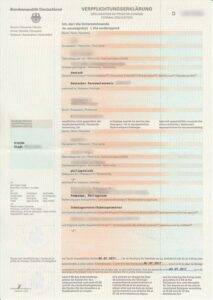 HOW TO APPLY FOR A FORMAL OBLIGATION or VERPFLICHTUNGSERKÄRUNG FOR ...